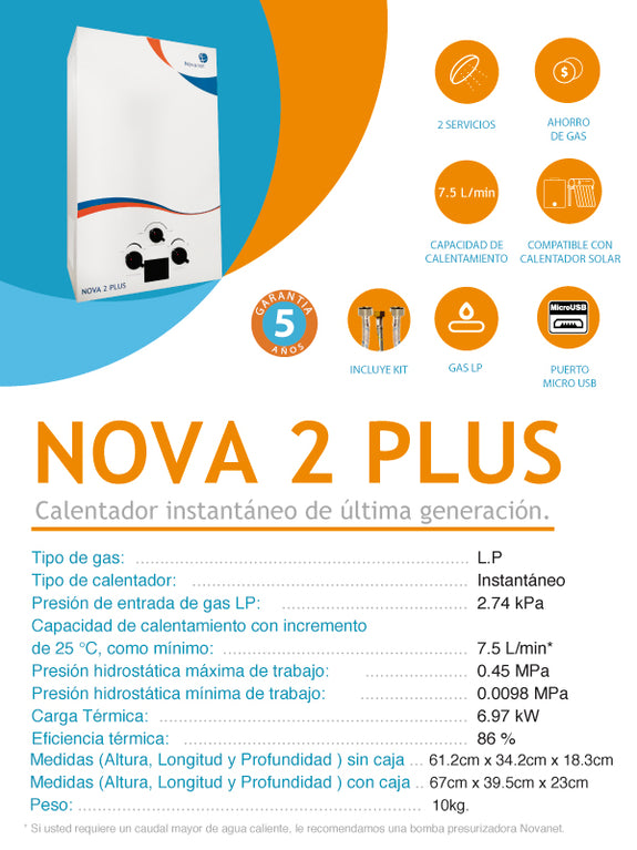 CALENTADOR NOVA 2 PLUS GAS LP – NOVANET