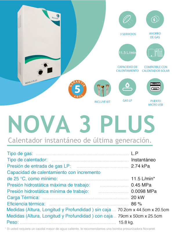 CALENTADOR NOVA 3 PLUS GAS LP – NOVANET